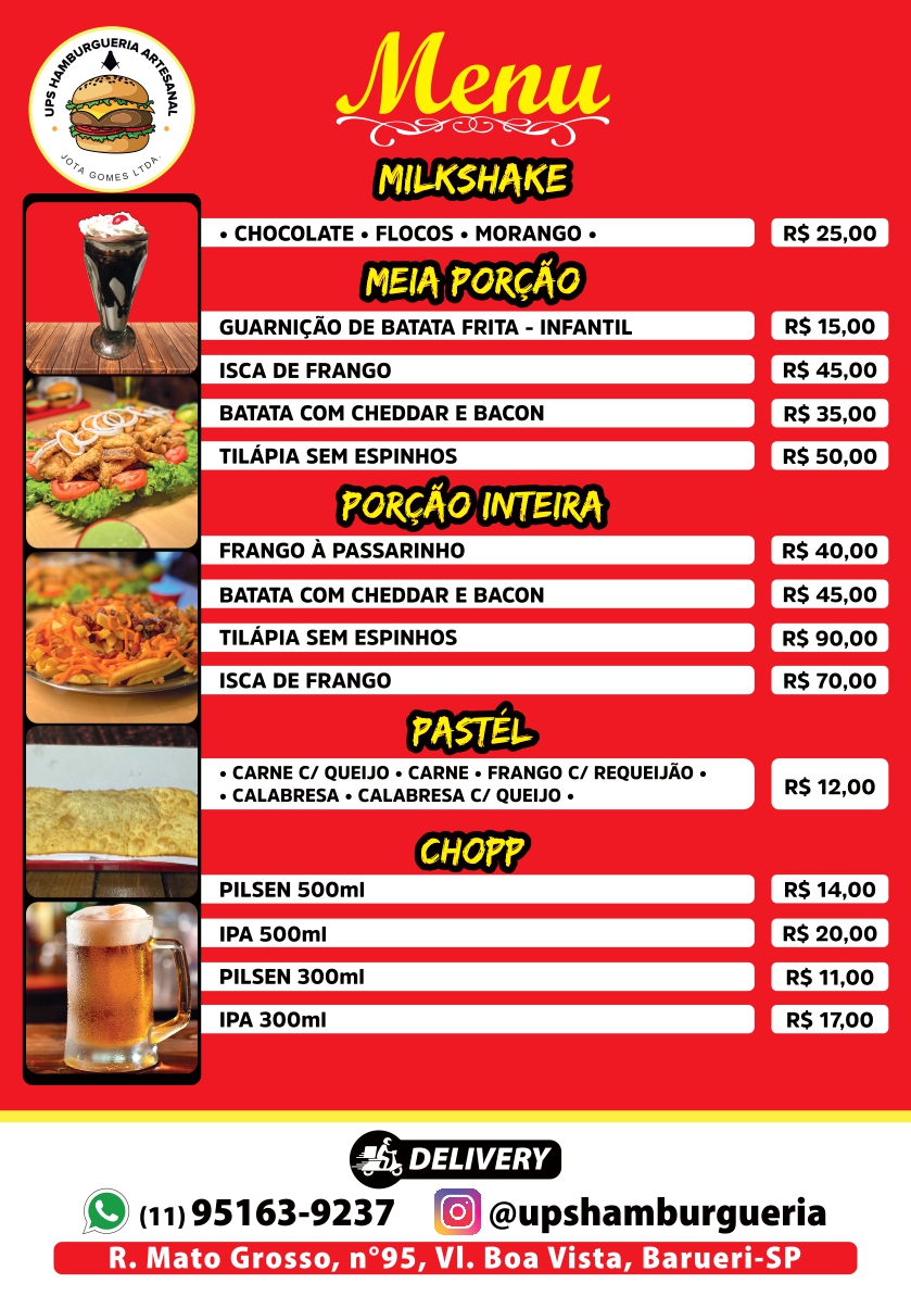 Cardápio Virtual – UPS Hamburgueria Jota Gomes